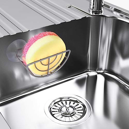 YeeBeny Kitchen Sink Suction Holder, Suction Cup Sponge Holder, Sponge Caddy - Suction Sponge Holder, Sink Organizer for Kitchen and Bathroom, Universal for Sponges and Scrubbers