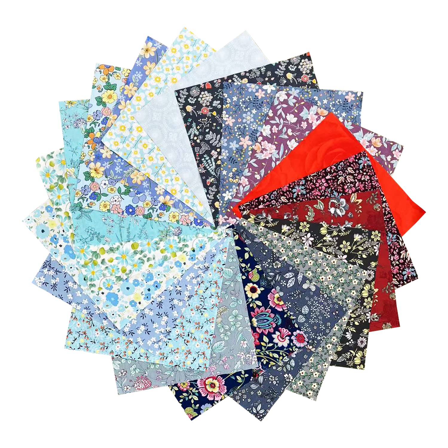 HANPATQUI 50PCS 8 x 8 inch Floral 100% Cotton Fat Quarters Fabric for Sewing and Quilting Bundles Precut Fabric Square for DIY Craft Patchwork…