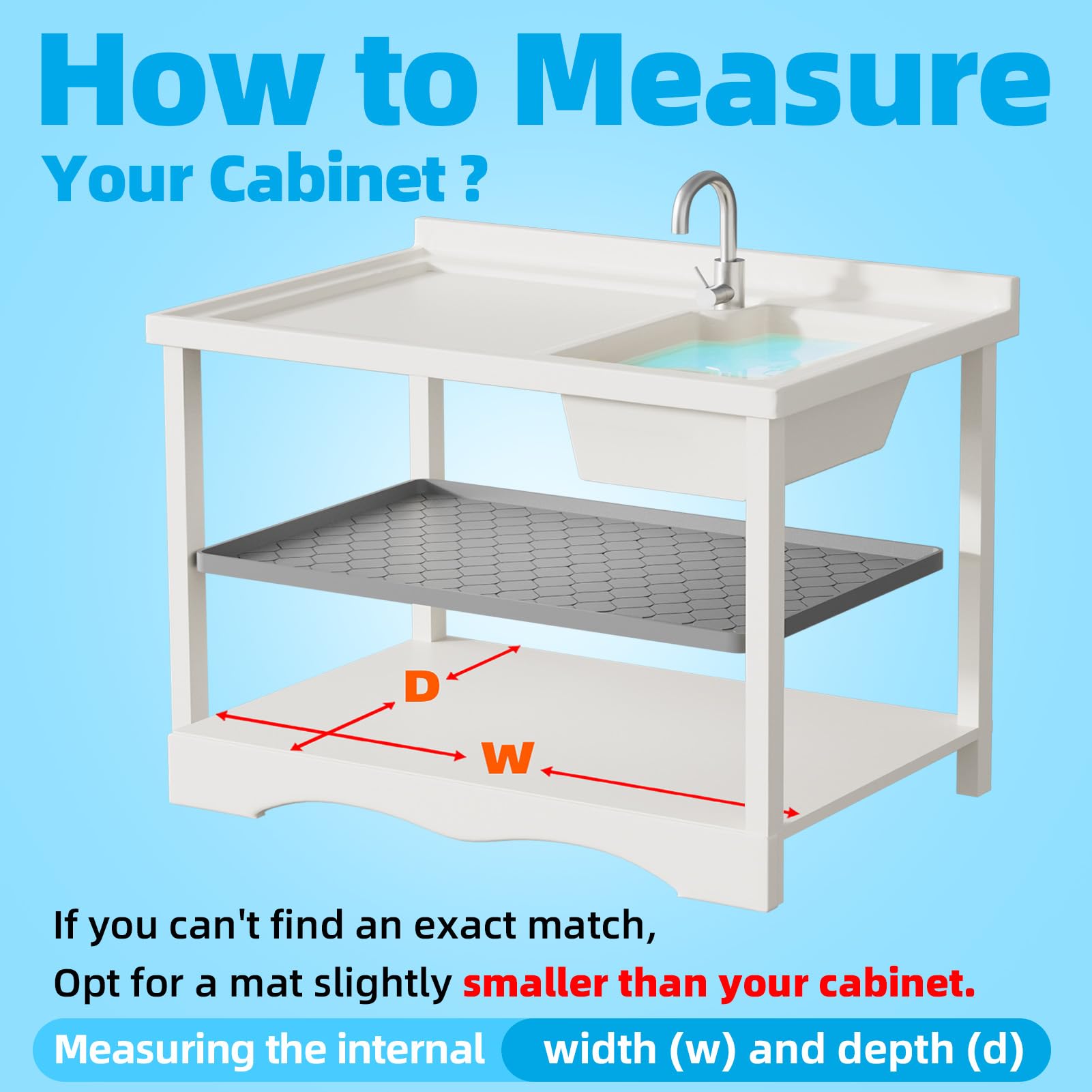 Winisok Waterproof Under Sink Mat -34β x 22β Cabinet Liner for Kitchen & Bathroom, Shelf Protector Silicone Under Sink Tray, Kitchen Cabinet Organizers and Storage Sink Drip Tray