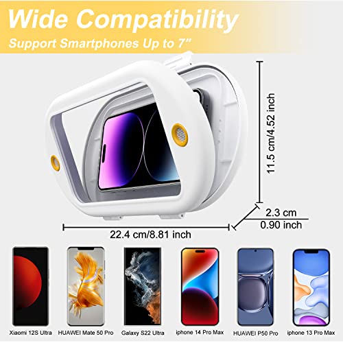 URROY 720° Rotating Shower Phone Holder Waterproof Anti Fog Universal Bathroom Phone Mirror Wall Mount Guardian Case Stand for Bathtub Kitchen Shower Accessories for All Cell Phone Up to 6.8"