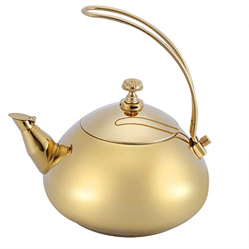 Tea Kettle for Stove Top, Stainless Steel Tea Kettle, 1.5L Teapot Induction Cooker Teakettle Fast Water Heating Boiling Pot with Cooling Handle for Home Use(gold)