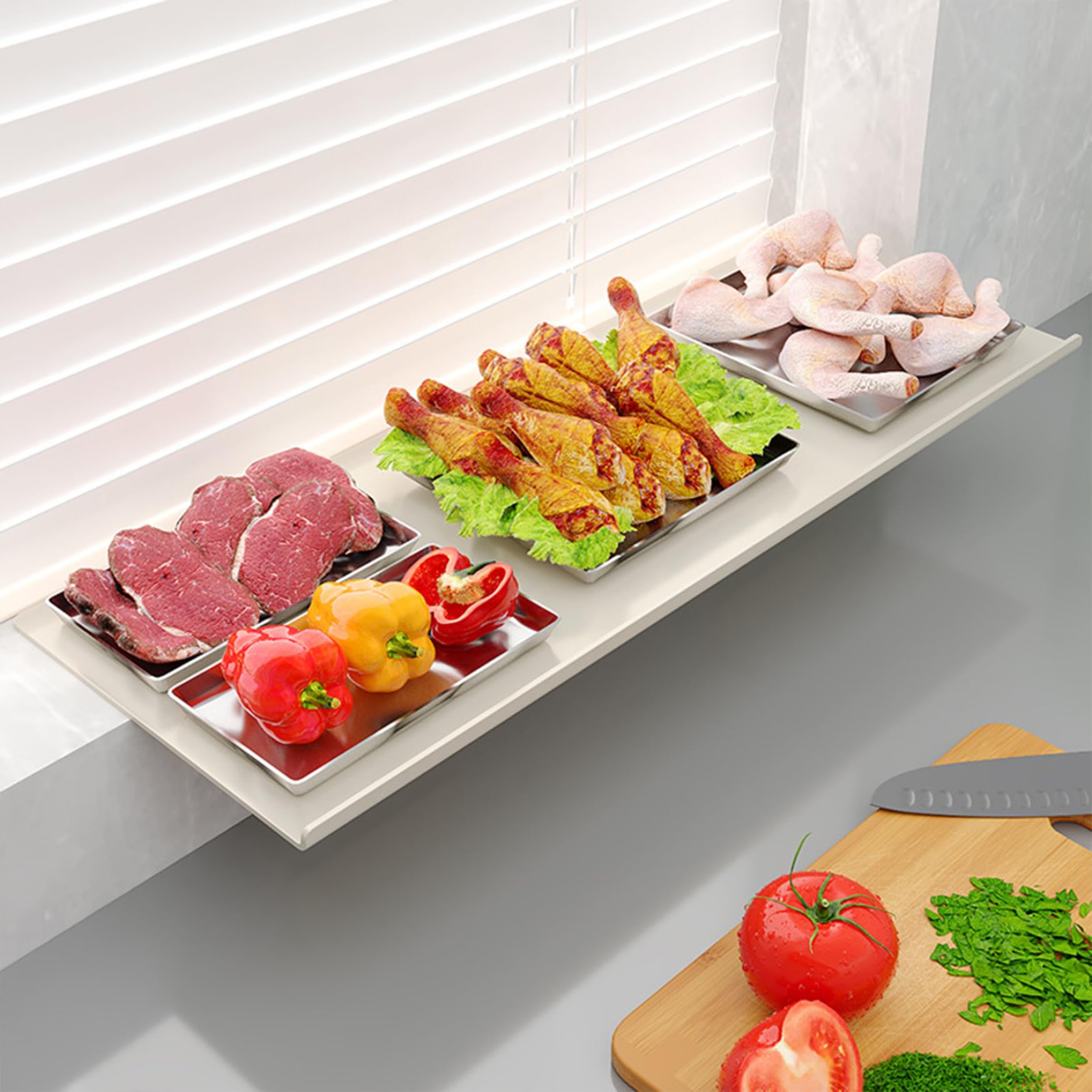 Window Sill Window Sill Extender Plate16 x9 In Carbon Steel Window Plant Shelves with Magnetic Base Heavy-Duty Anti-Rust Waterproof Countertop Extension Board for Kitchen Office Bathroom