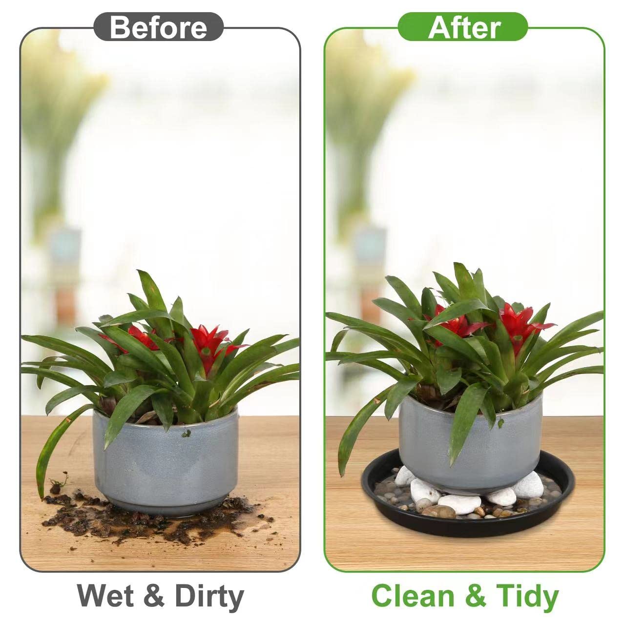 NABAOXUN 6Pack 8,10,12Inch Plastic Drip Trays Plant Saucers for Indoors Outdoor Plant, Thick Heavy Durable Sturdy Flower Pot Trays for Pots Planter, Blackā¦
