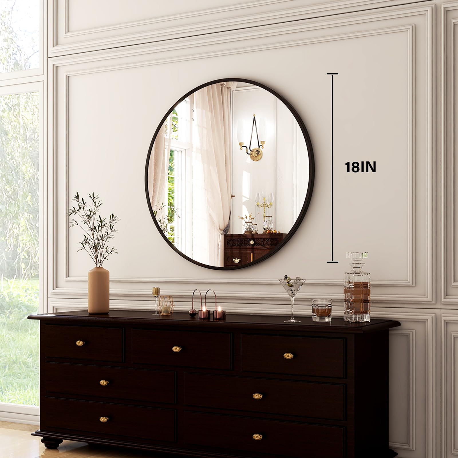 HARRITPURE Round Mirror 30 Black Wall Mounted Circle Mirrors Vanity Mirror with Brushed Aluminum Alloy Frame Modern Decoration for Bathroom, Living Room, Vanity, Bedroom, Entryway