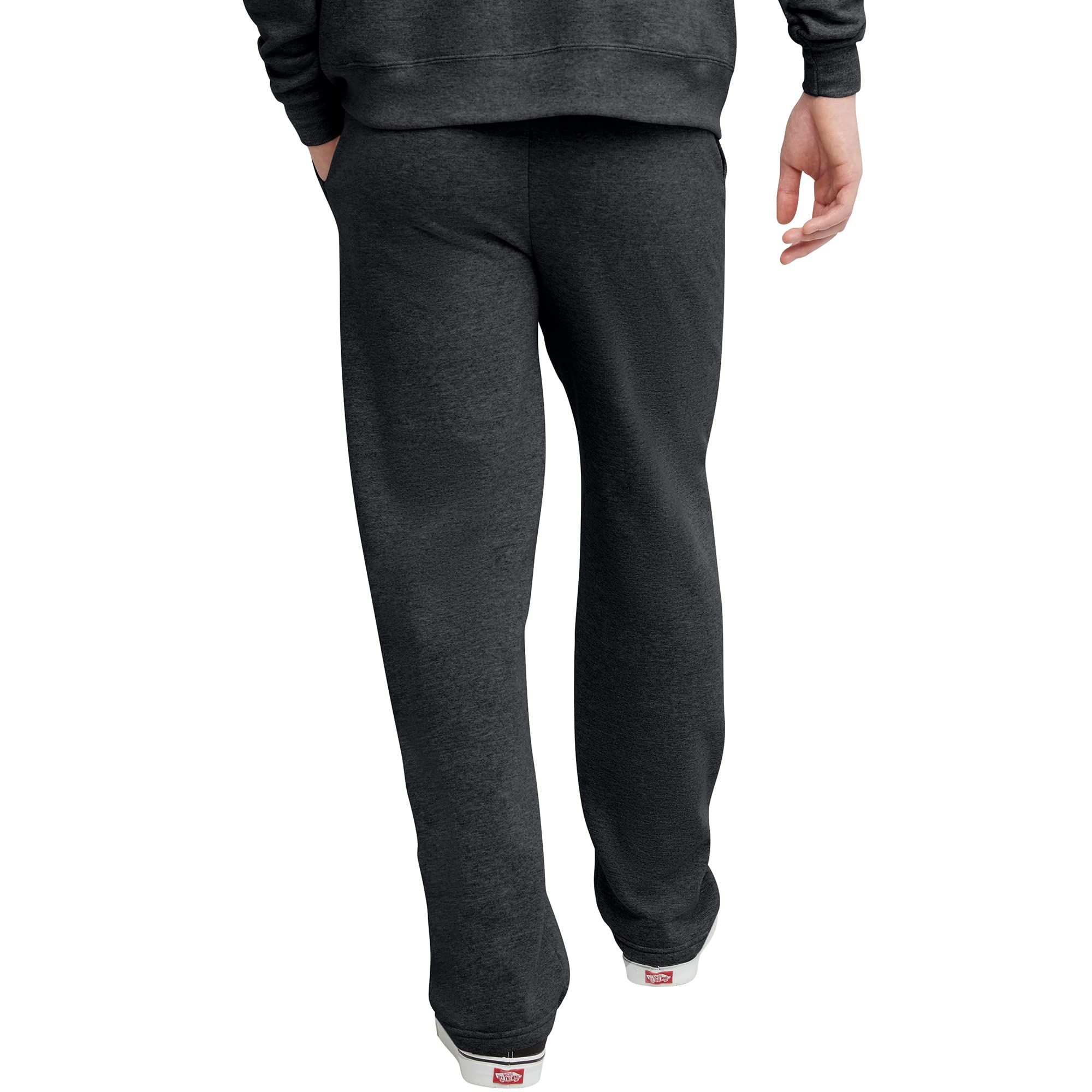 Hanes Mens Ecosmart Open Bottom Sweatpants, Midweight Fleece Open-hem For, Charcoal Heather, Medium US
