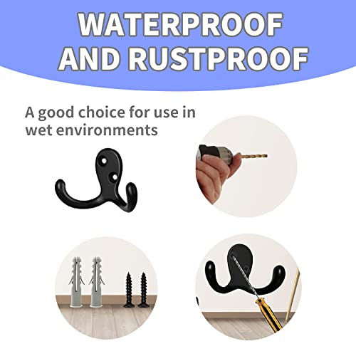 YAFIYGI 5Pack Towel Hook Heavy Duty Metal Single Prong Robe Hanger Rustproof Wall Hooks for Hanging Towel Hooks with 10 Screws for Bags,Hat, Cap,Cup(Black)