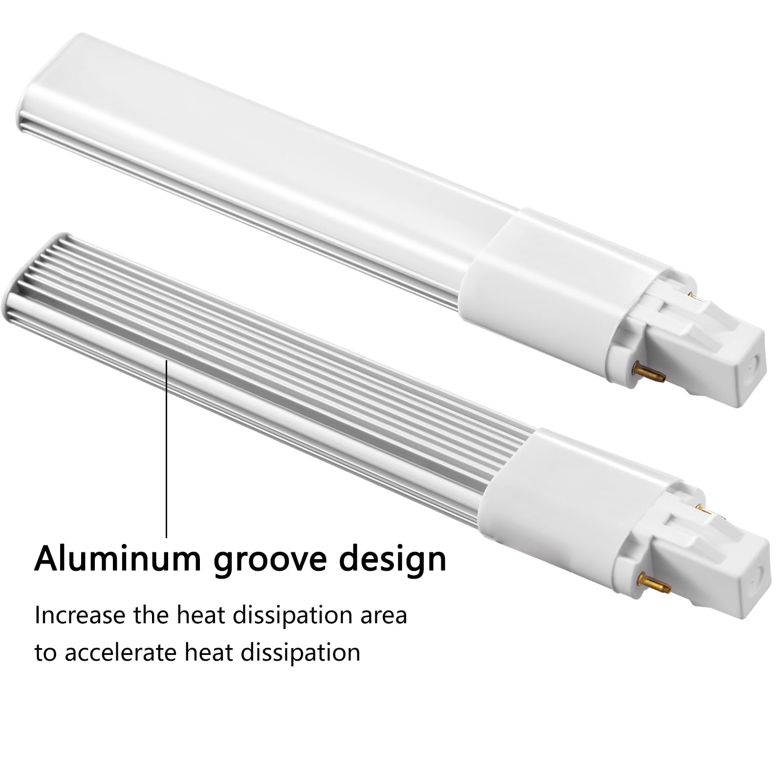 HengBO GX23 LED Bulb, 6W PL Horizontal Lamp, 13W CFL Bulb Equivalent, 180° Beam Angle, 6000K Daylight Recessed Down Light Bulb (Remove/Bypass The Ballast) – 2 Pack