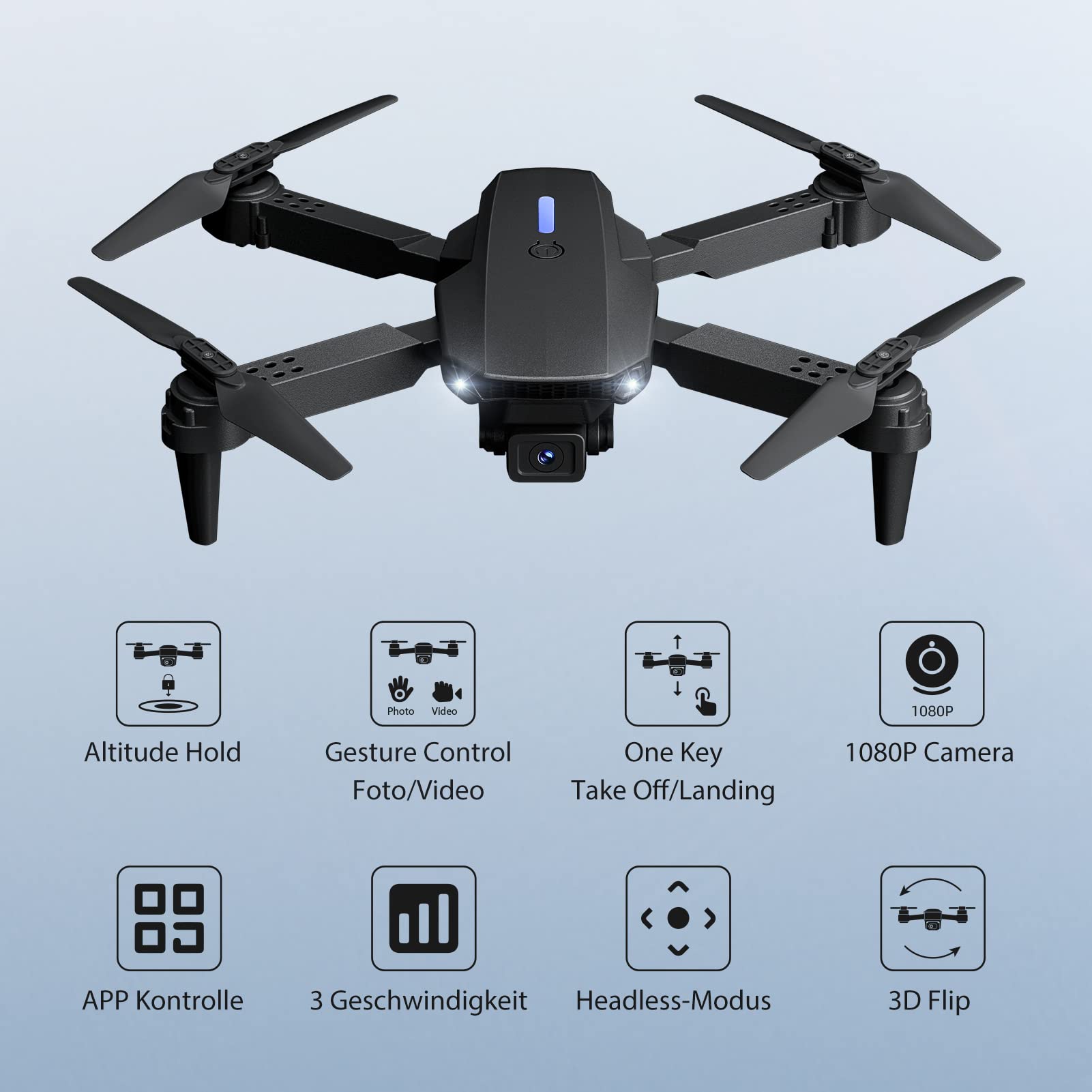 Hilldow Mini Drone for Kids Adults with 1080P HD Camera, Foldable FPV Live Video RC WiFi Quadcopter Drones Optical Flow Height Toys Gifts for Beginners Boys Girls with Headless Mode, 3D Flips