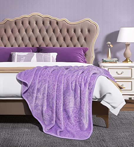 SUMGAR Lavender Throw Blankets Purple Thick Soft Fleece Blanket for Women Girls Bed Couch,Mandala Tufted Boho Fuzzy Warm Double Sided Flannel Blankets with Waterproof Inner Layer,Twin Size 60"x80"