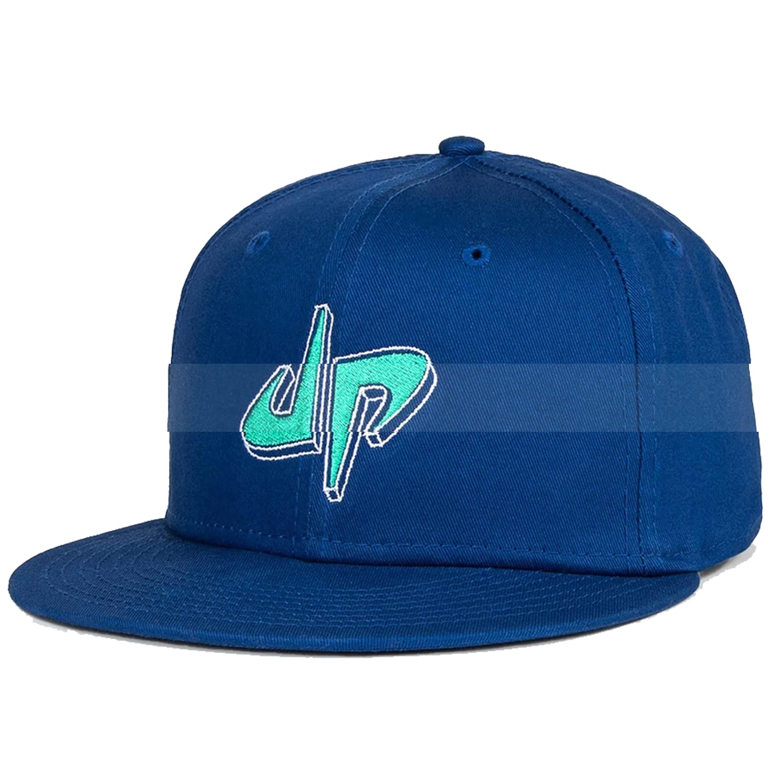 Orerered Embroidery Cap 3D Stereoscopic Flat Brimmed Hat for Men Women Kids Boys and Girls Blue