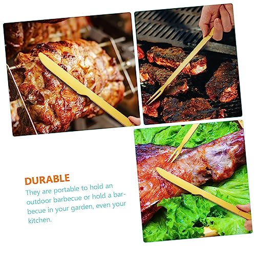 Happyyami 5 Sets Barbecue and Fork Carving Barbecue Fork Brisket BBQ Fork Kitchen Fork Utensil Meat Fork BBQ Tool Long Handle Stainless Steel Food
