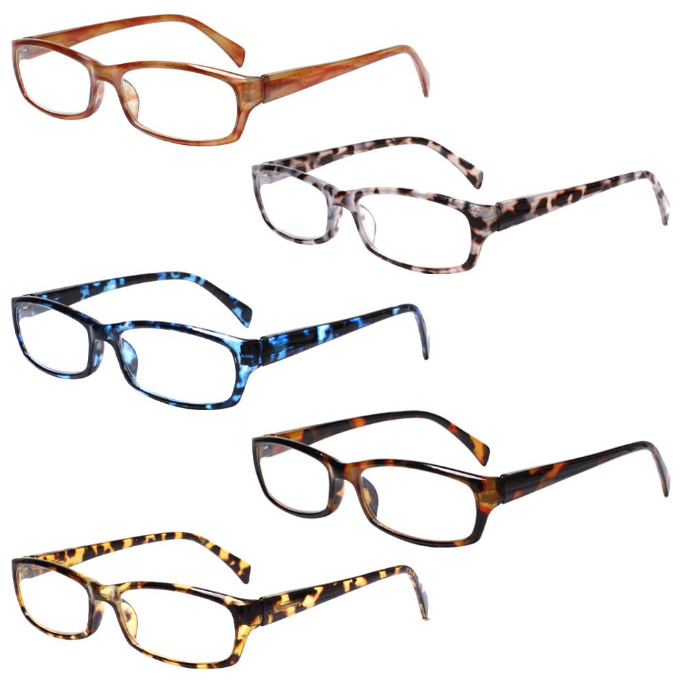 Henotin 5-Pack Reading Glasses Blue Light Blocking Anti Eyestrain Computer Reading Glasses for Women and Men Readers (5 Pack Mix Color, 2.50)