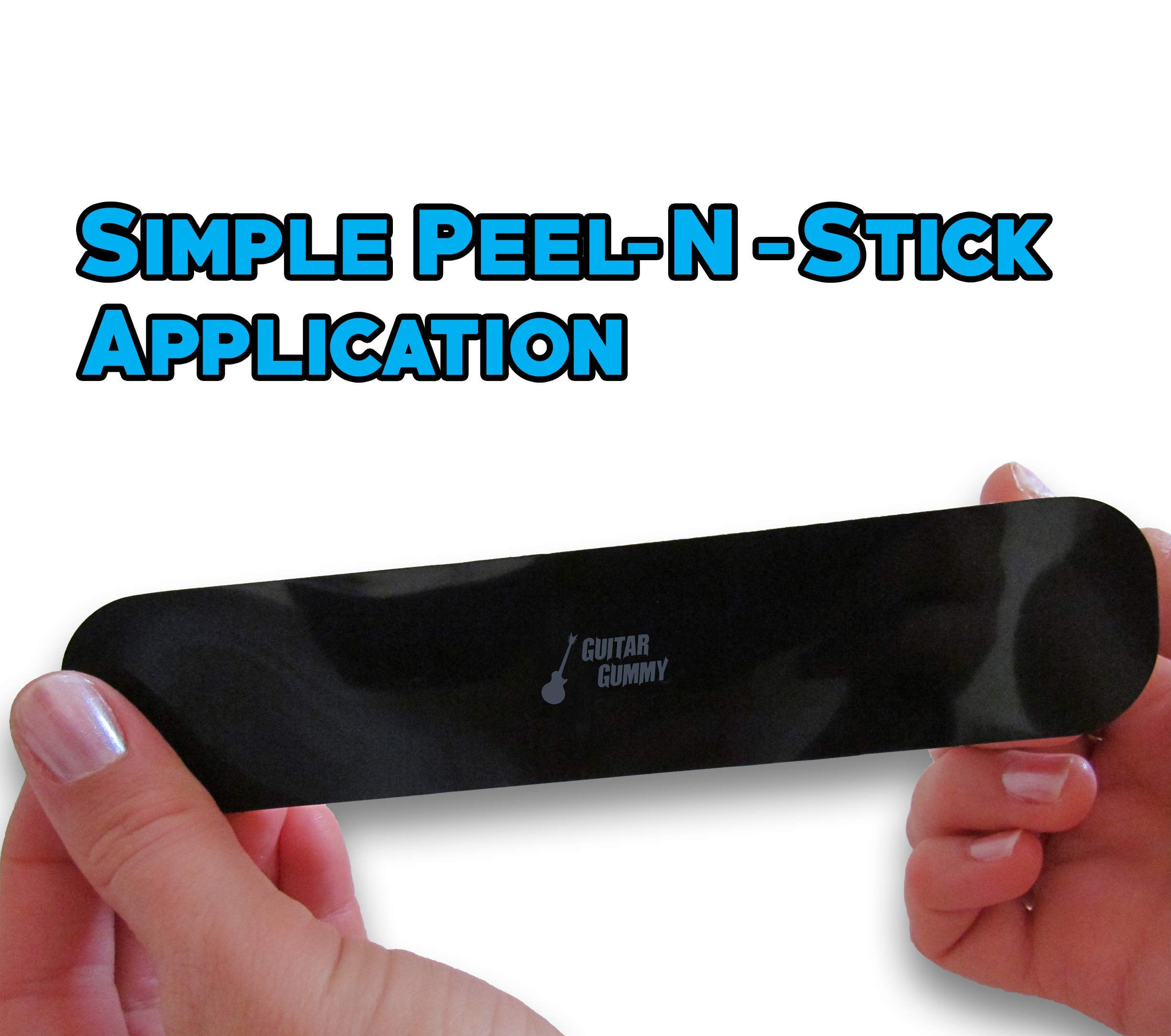Guitar Gummy™ The ORIGINAL Guitar Strap Non Slip Grip Strip Pad; Prevent Neck Dive - SET of 4 PIECES; Large Black (Black)