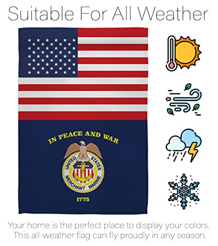 US Merchant Marine Garden Flag - Set Wall Hanger Armed Forces Corps USMC Semper Fi United State American Military Veteran Retire Official - House Banner Small Yard Gift Double-Sided 13 X 18.5