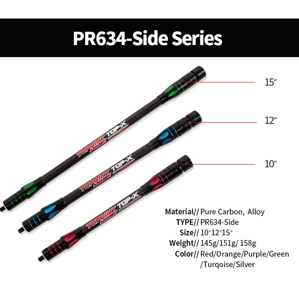 HNZMDY 10 Inch 12 Inch 15 Inch Archery Bow Stabilizer Balance Bar Rod Side Rod Carbon Fiber Stabilizer Dampen Weight for Compound Bow Recurve Bow Accessory (Blue, 10 inch)