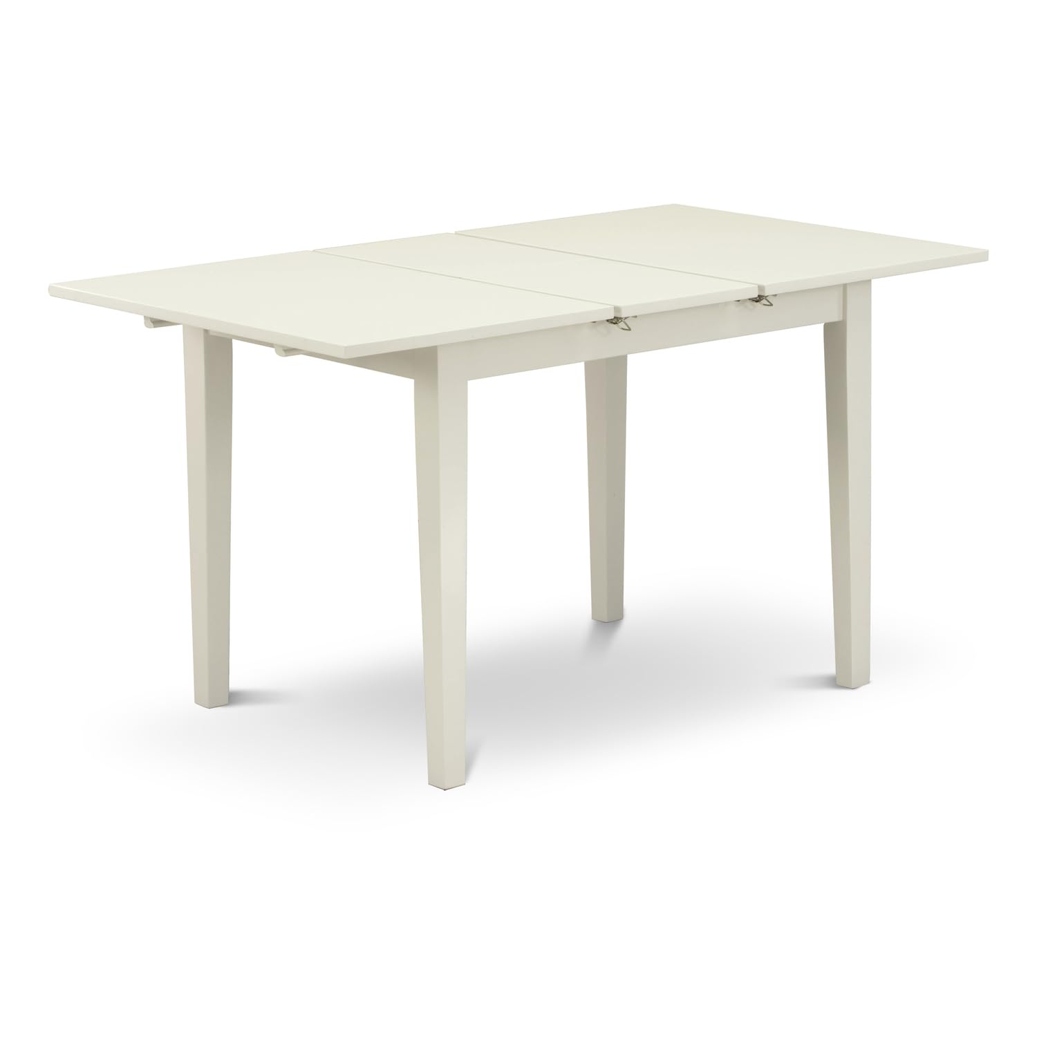 HomeStock French Flair 3-Pc Kitchen Dinette Set - 2 Kitchen Chairs with High Back and Upholstered Seat and Butterfly Leaf Modern Rectangle Dining Table and 4 Legs - Linen White Finish