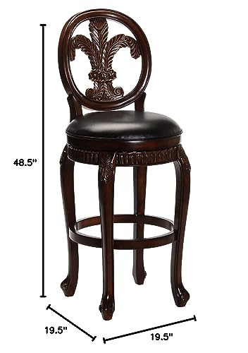 Hillsdale Furniture Fleur de Lis Swivel Bar Stool, Distressed Cherry with Gold Highlights