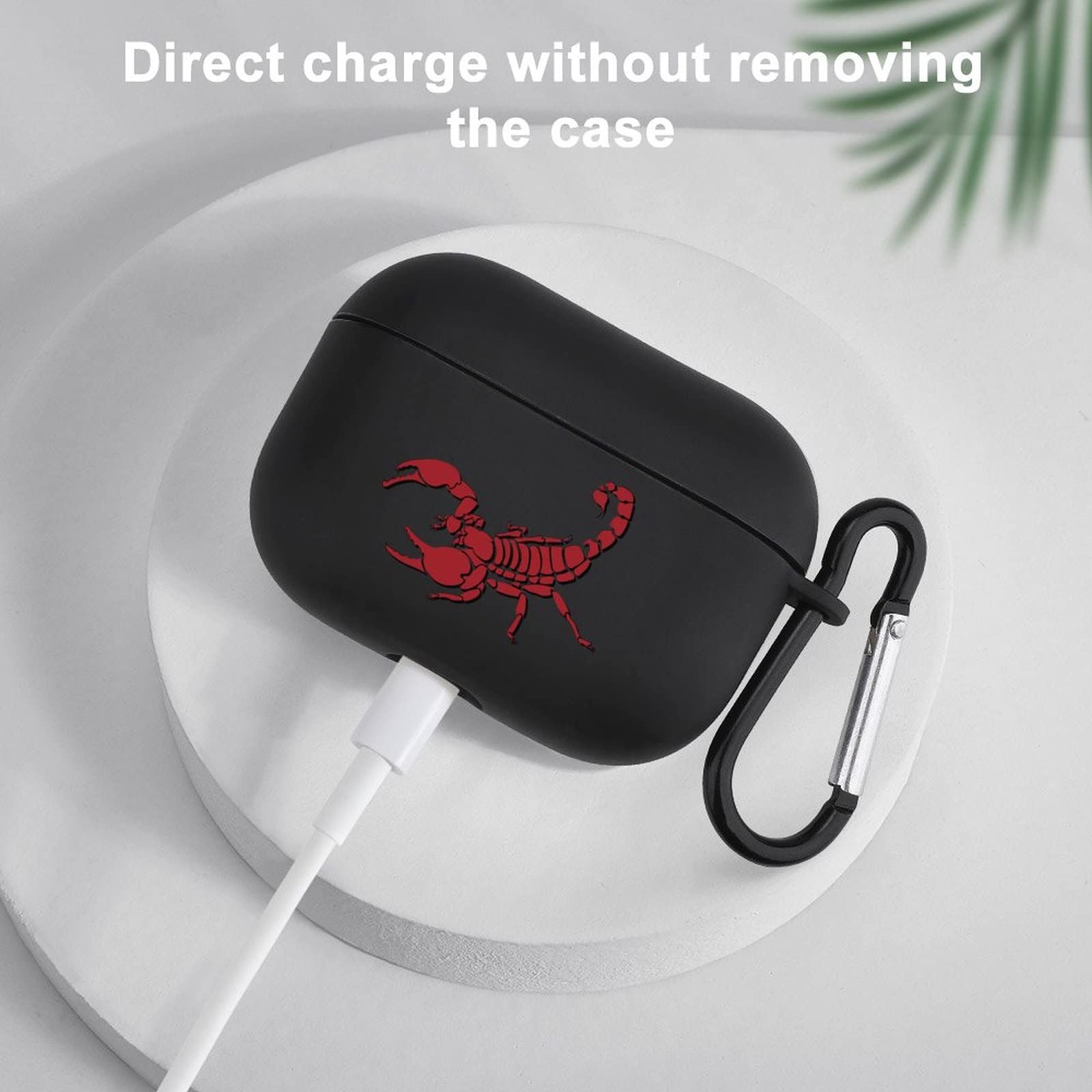 Red Scorpion Funny Case Compatible with AirPods Pro Earbuds Headset Protective Holder Cover with Hanging Keychain