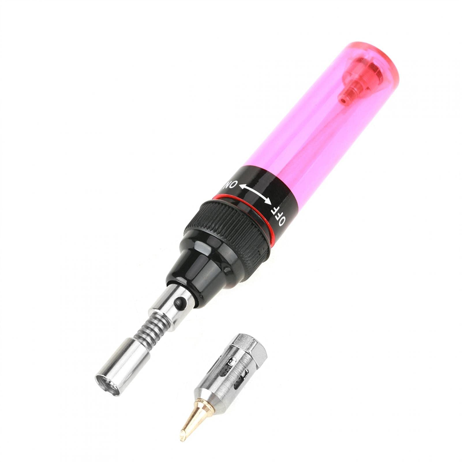 Portable Gas Soldering Iron Micro Torch Mini Welder Solder Welding Iron Pen Shaped Gas Torch Butane Heat Pen Pneumatic Temperature Adjustable Welding Tool 1300℃ 8ML(Rot)
