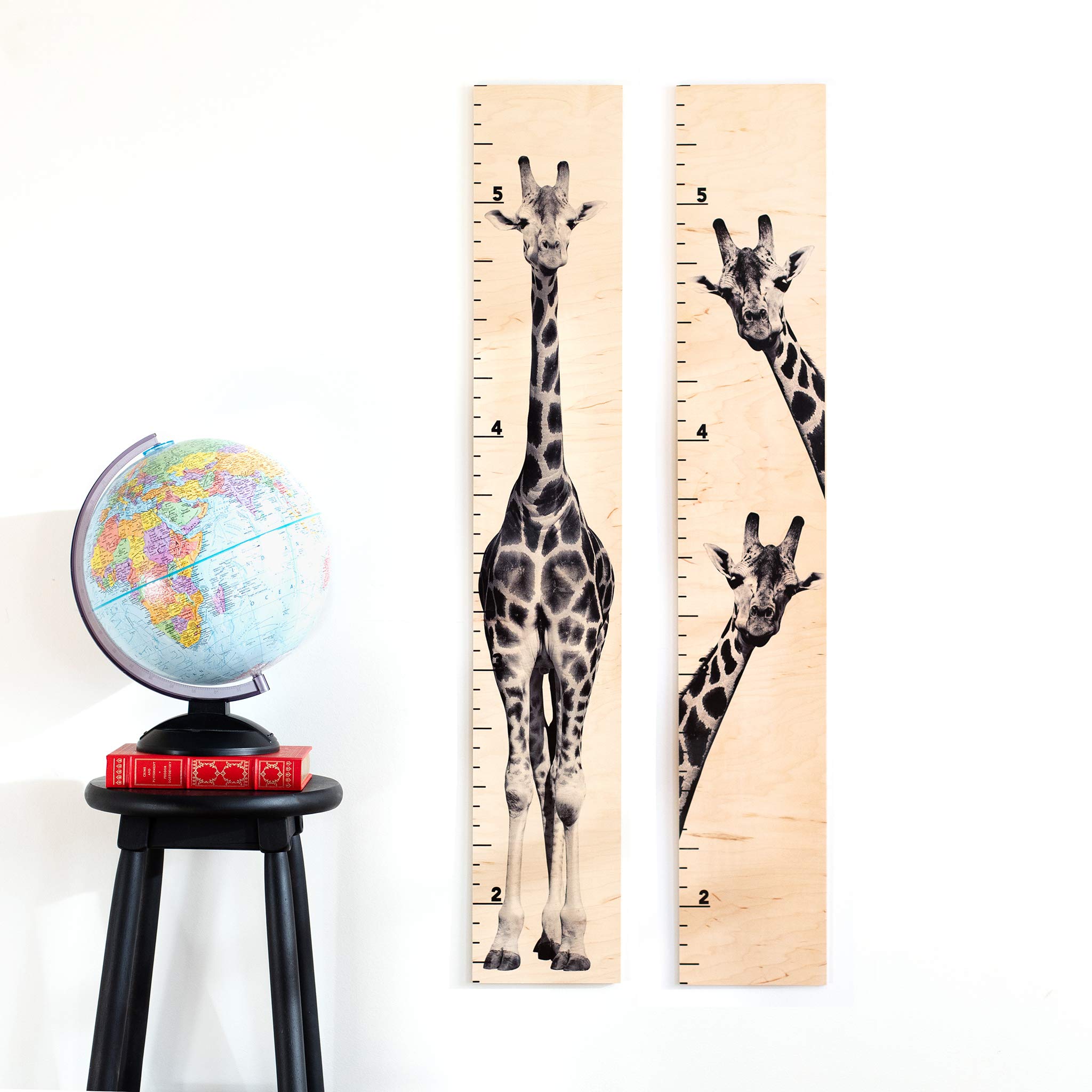 Headwaters Studio Animals Growth Chart for Kids - Baby Height Chart Height Tracker Kids Wooden Growth Chart for Wall Grow Chart Height Chart for Kids Safari Nursery, Giraffes - 46"x75"x.25