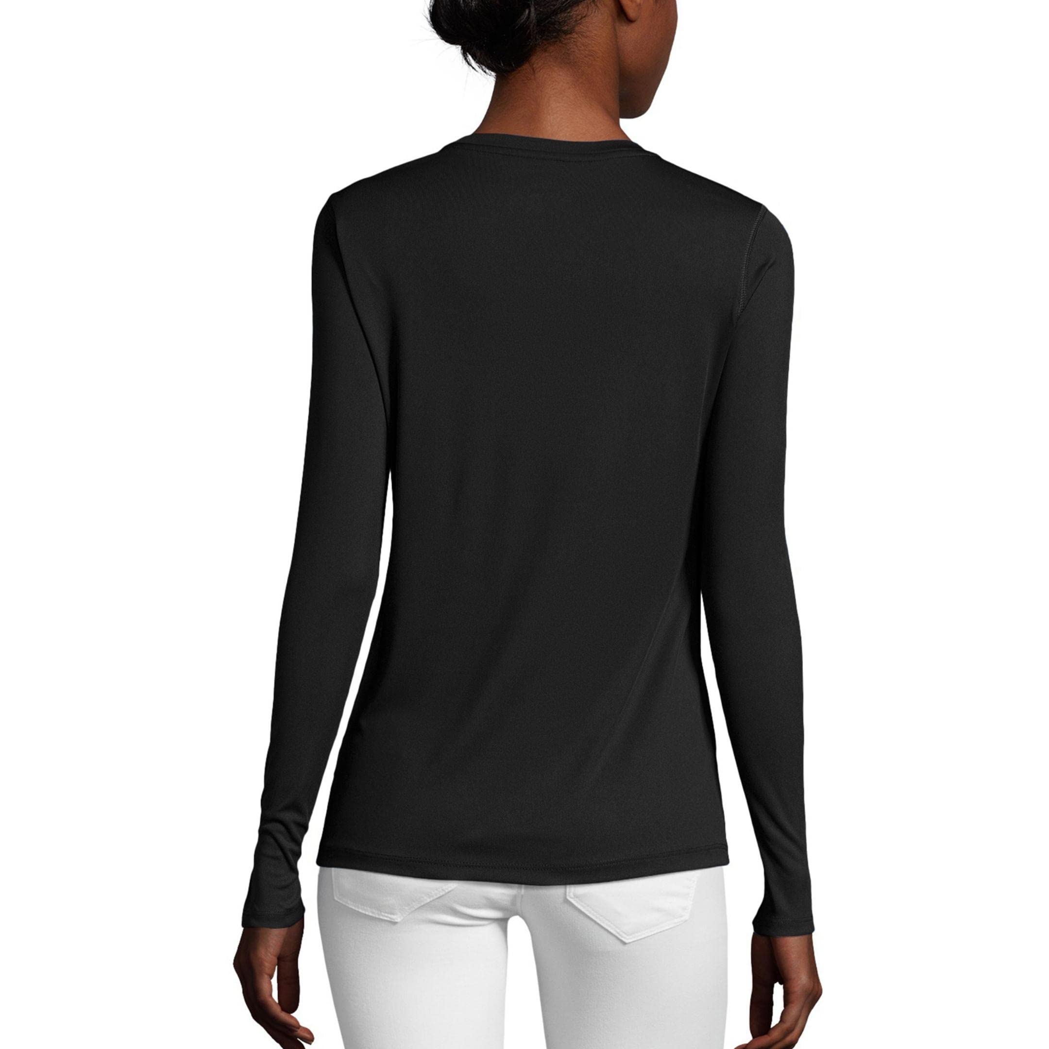 Hanes womens Sport Cool Dri Performance Long Sleeve T-shirt Shirt, Black, Medium US