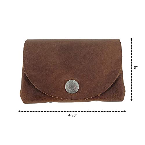 Hide & Drink, Leather Vintage Money Case Bag Snap On Pouch Wallet Change Holder & Card Organizer Accessories, Handmade Includes 101 Year Warranty (Bourbon Brown)
