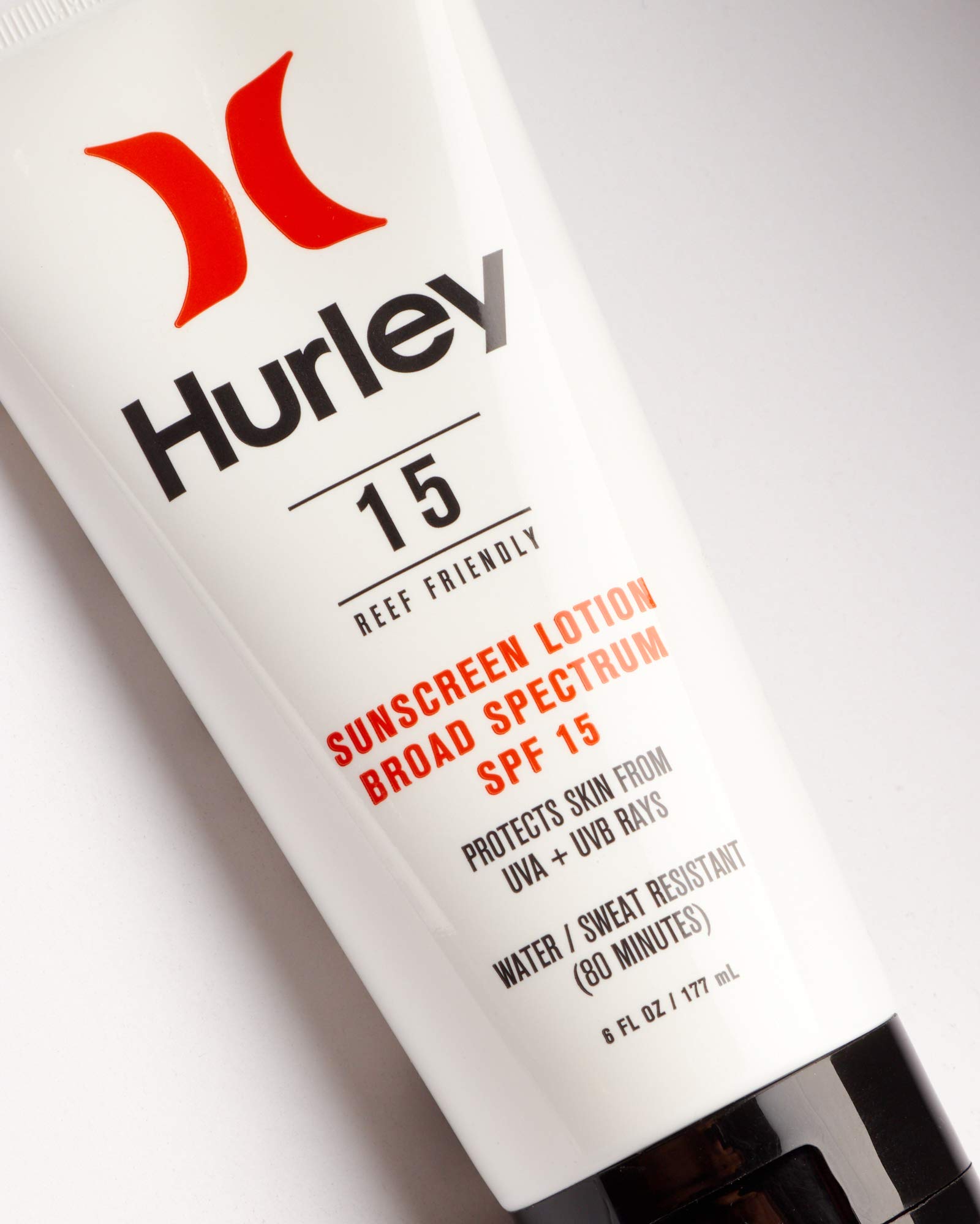 Hurley Water Resistant Broad Spectrum Sunscreen Lotion, Family Friendly, Reef Safe, SPF 15, Size 6 oz