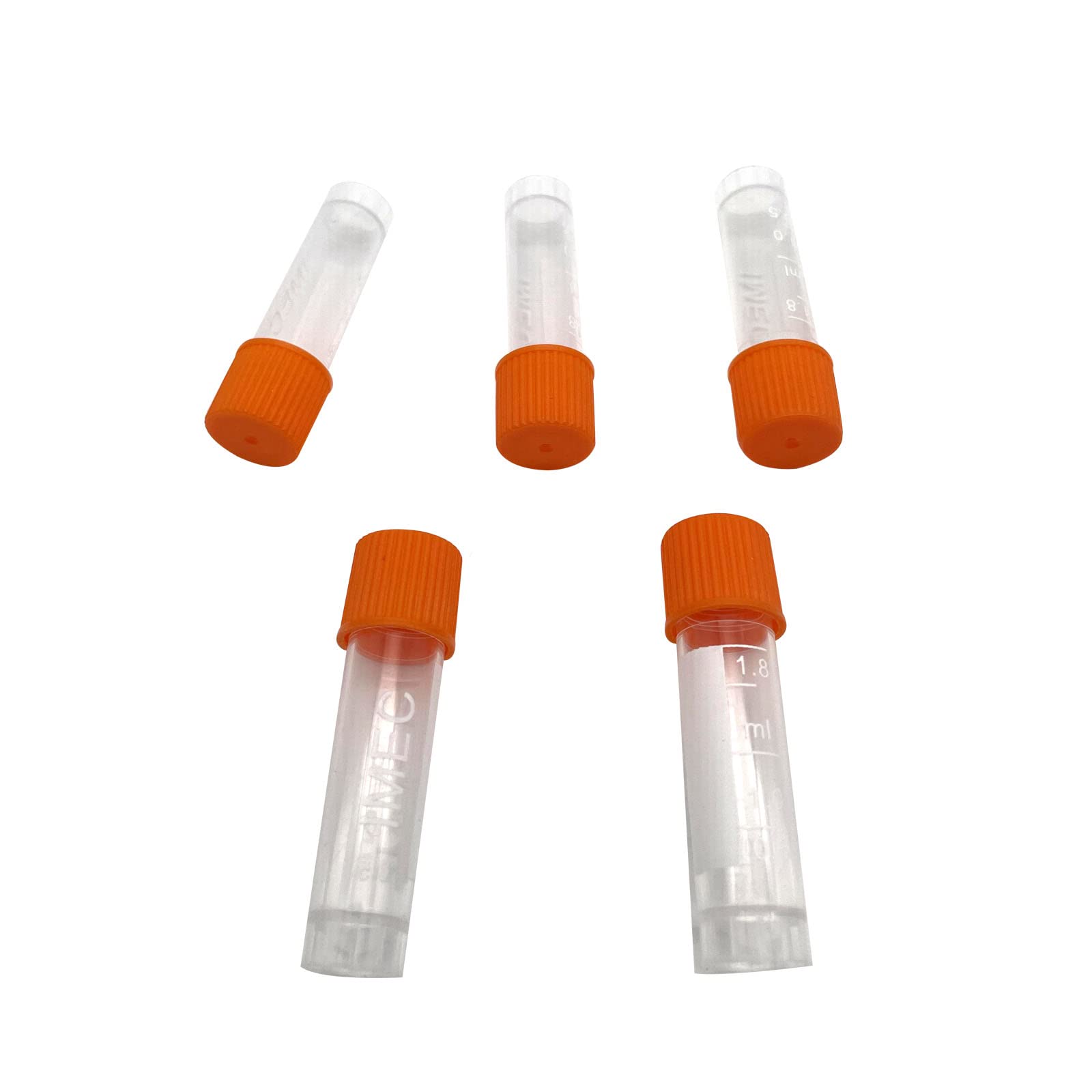 SANTOUSI Plastic Cryovial Test Tubes Cryovial Tubes 1.8ml Clear Sample Vial Container with Cap 100PCS