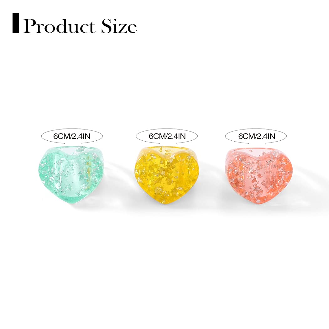 JEWEKY Resin Band Rings Acrylic Heart Stackable Ring Sets Colorful Rings Accessory Jewelry for Women
