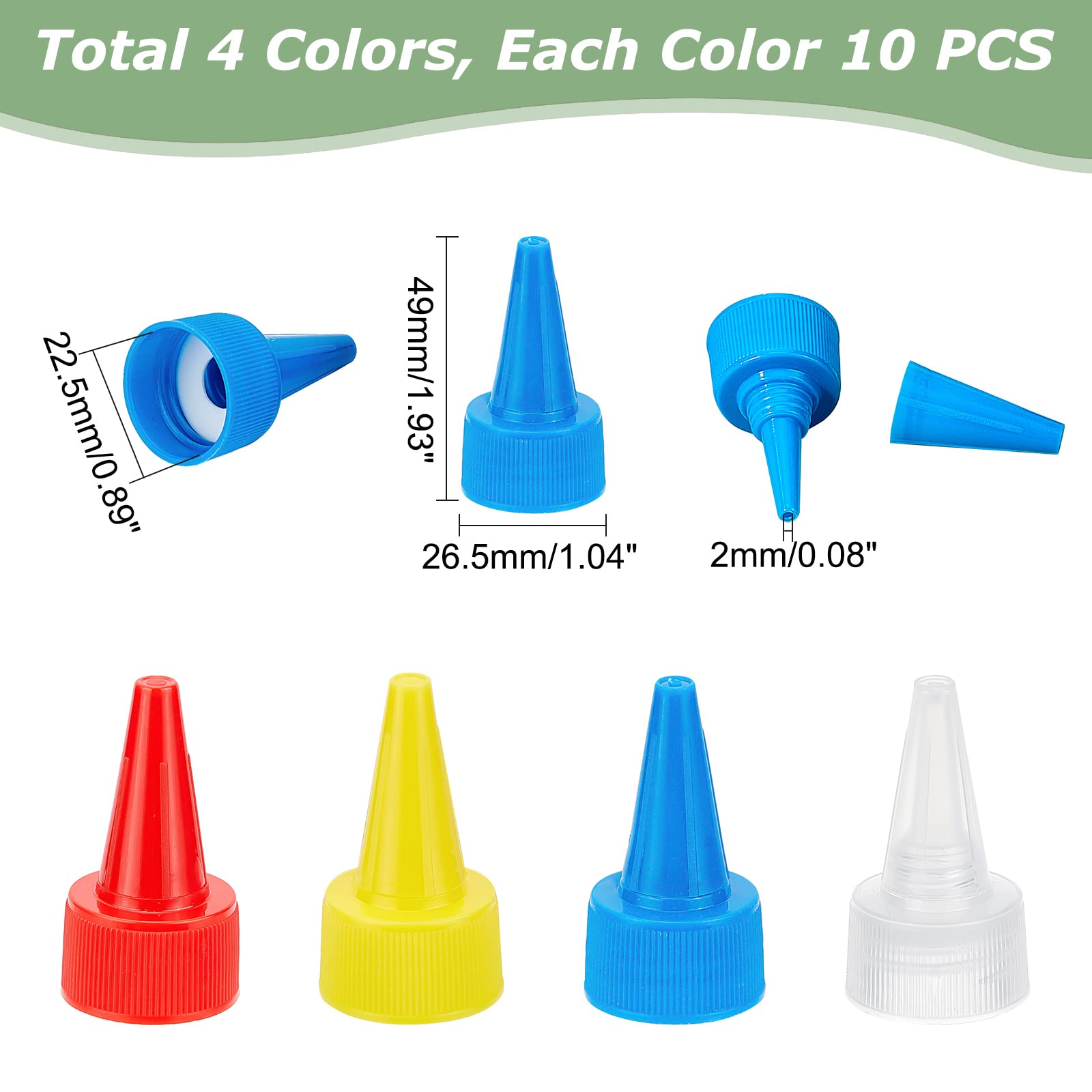PH PandaHall 40pcs 24/410 Twist Caps Squeeze Bottle Cap Finish Plastic Bottle Caps Dispensing Cap Replacement Caps for Yorker Squeeze Bottles Glue Bottles, Neck Diameter: 26.5mm