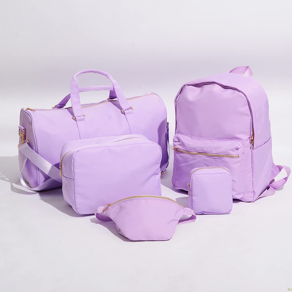 Kaymey Large Cosmetic Bag Makeup Pouch Bag Case Nylon Travel Set (Purple, L)