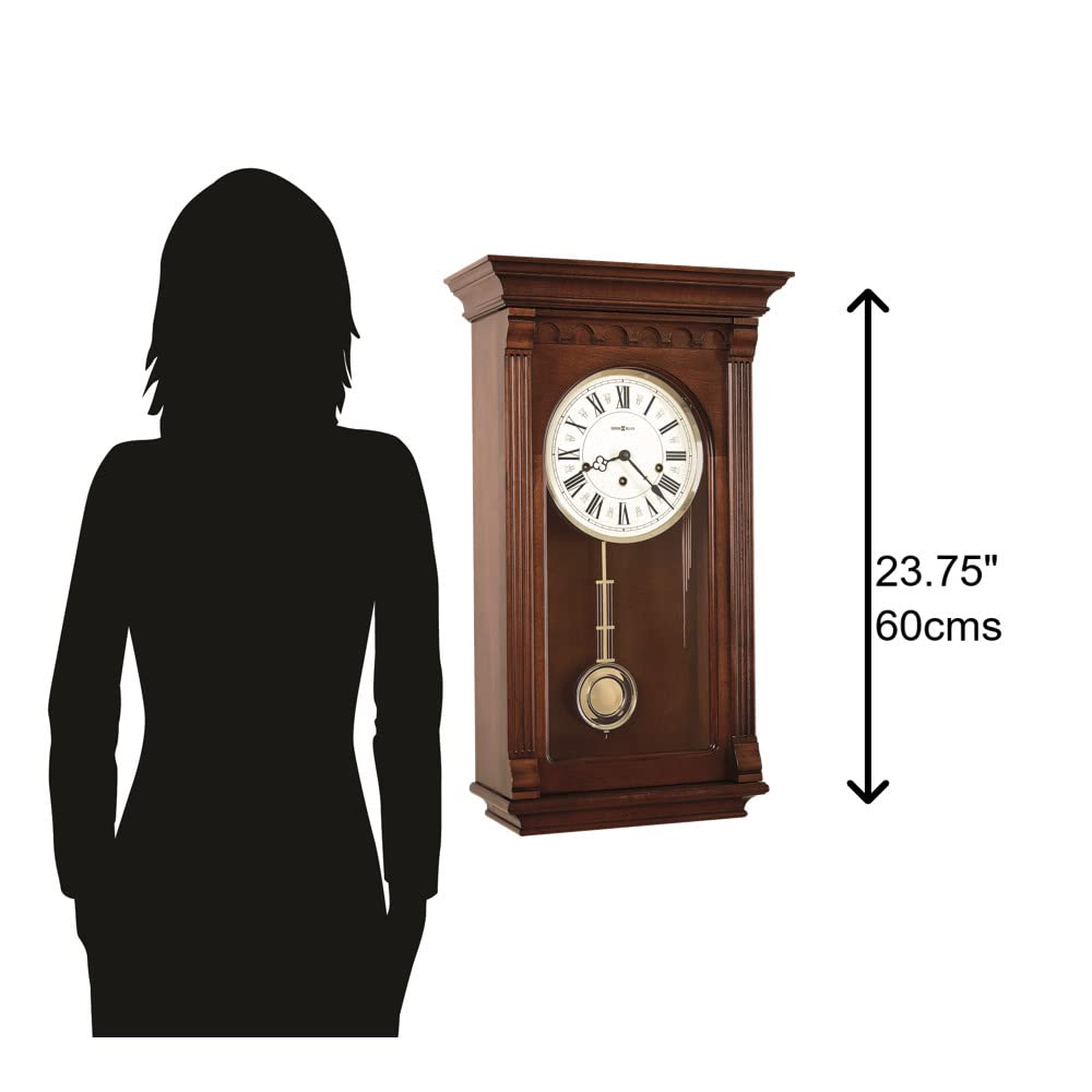 Howard Miller Alcott Wall Clock 613-229 โ Windsor Cherry, Brass Pendulum with Mechanical, Key-Wound, Single-Chime Movement