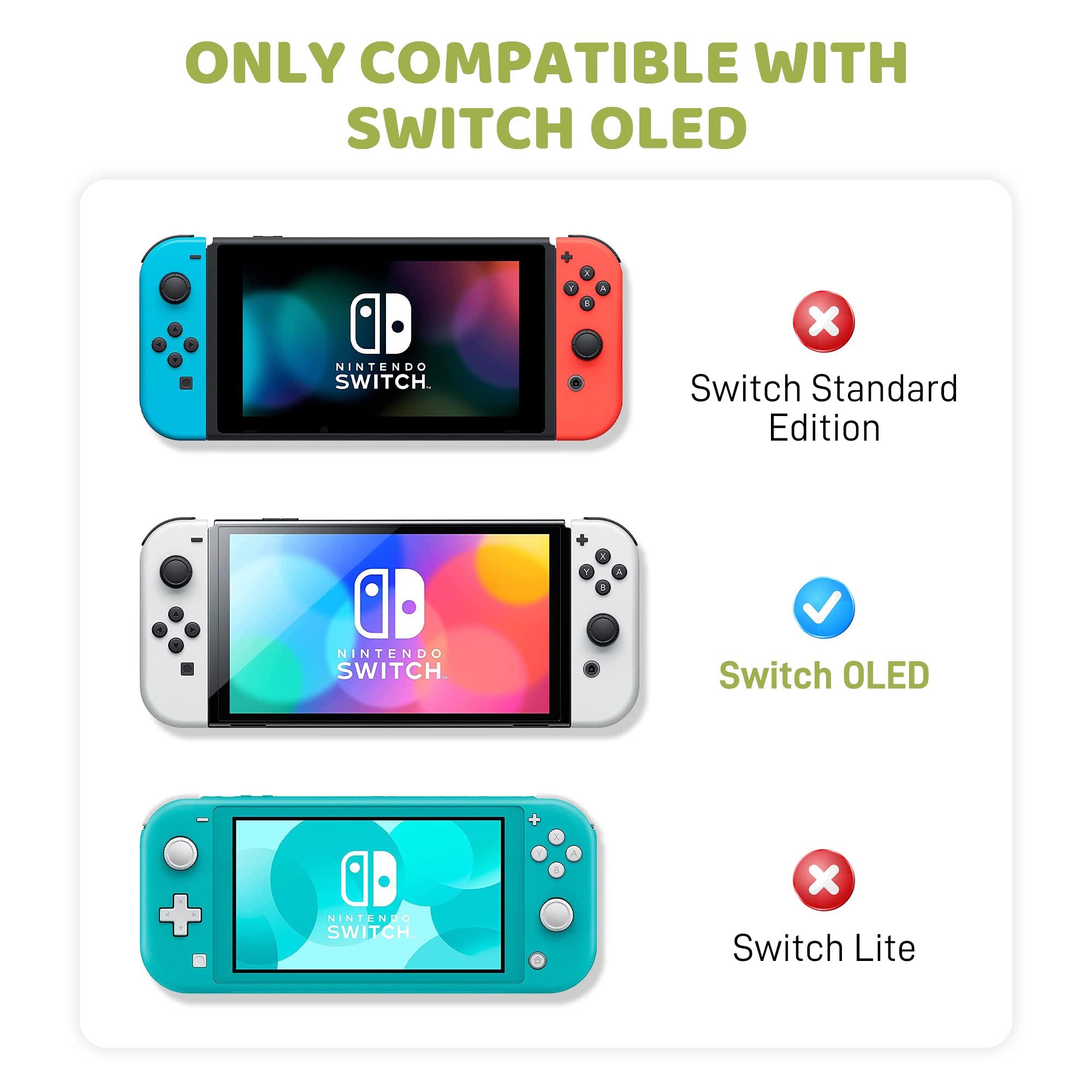 LASTYAL Cute Panda Protective Shell Compatible with Nintendo Switch OLED Console and Joycon Controller, Crystal Hard Case for Switch OLED with Comfort Joycon Cover - Panda & Bamboo