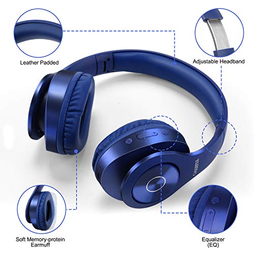 TUINYO Wireless Headphones Over Ear, Bluetooth Headphones with Microphone, Foldable Stereo Wireless Headsetfor Travel Work TV PC Cellphone