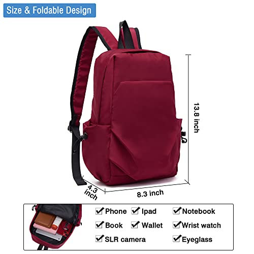 YZAOLL Small Backpack for Women Mini Backpack Daypack,Red