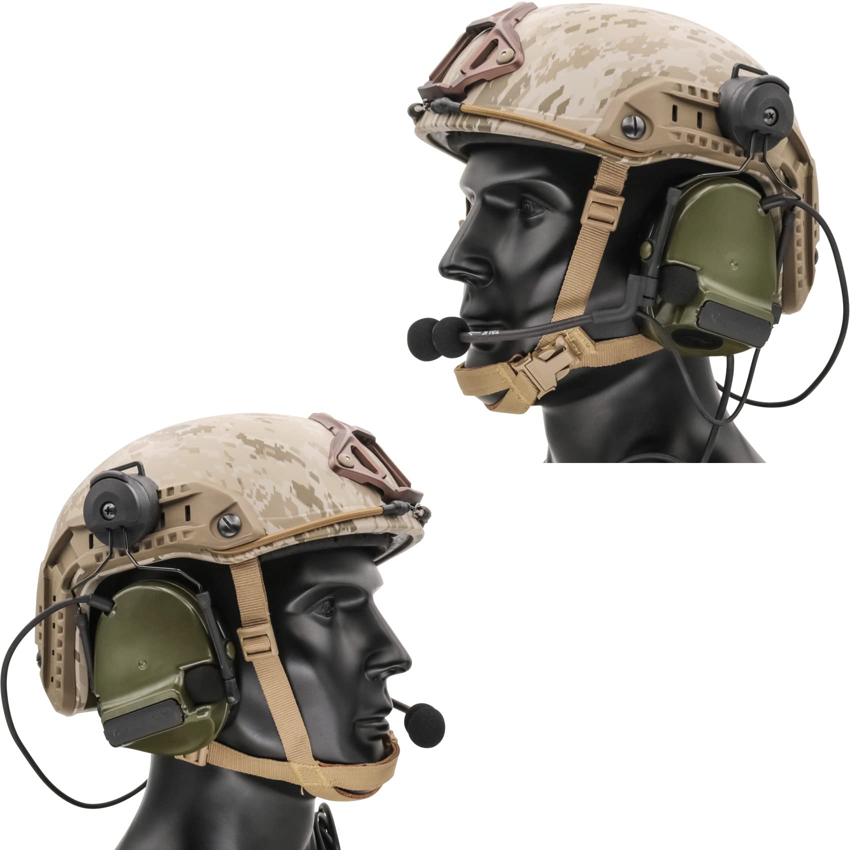 HEARFALCOM Tactical Comta III Headset Helmet ARC Rail Adapter Bracket Version with U94 PTT Adapter Compatible with Baofeng UV-5R, UV-82 Walkie Talkie for Airsoft Sports(FG)