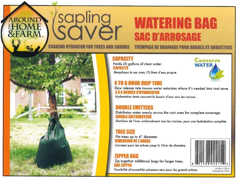 Sapling Saver Watering Bag 20 Gallon, 4-8 Hours Slow Release Drip Irrigation Bag for New or Matured Trees (5-Pack), Forest Green (ATHAF-SS5)