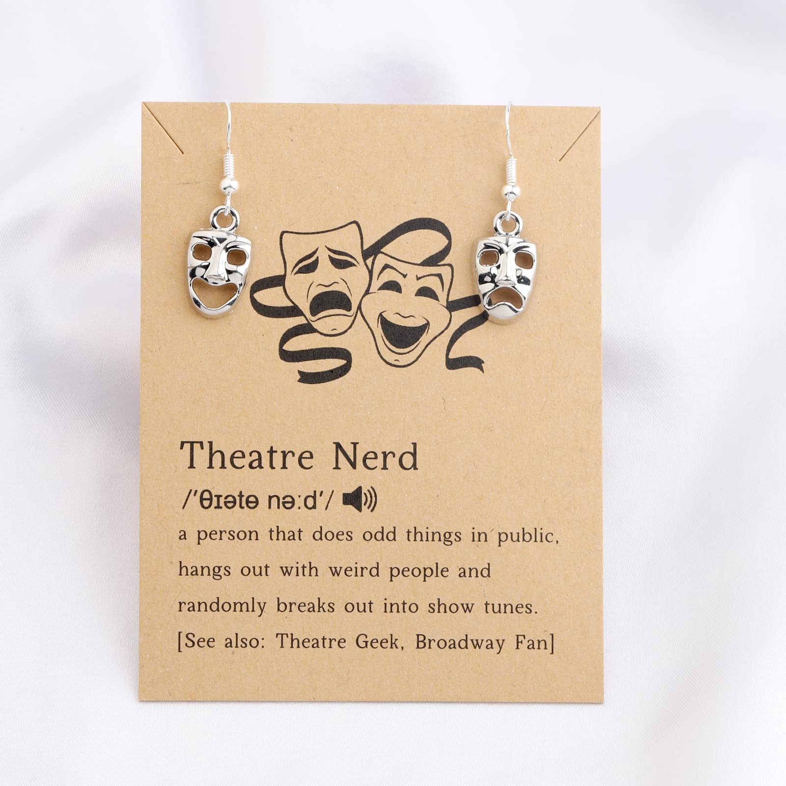 Gzrlyf Comedy and Tragedy Mask Earrings Drop Dangle Earrings Drama Masks Jewelry Theater Gifts (drop dangle earrings)