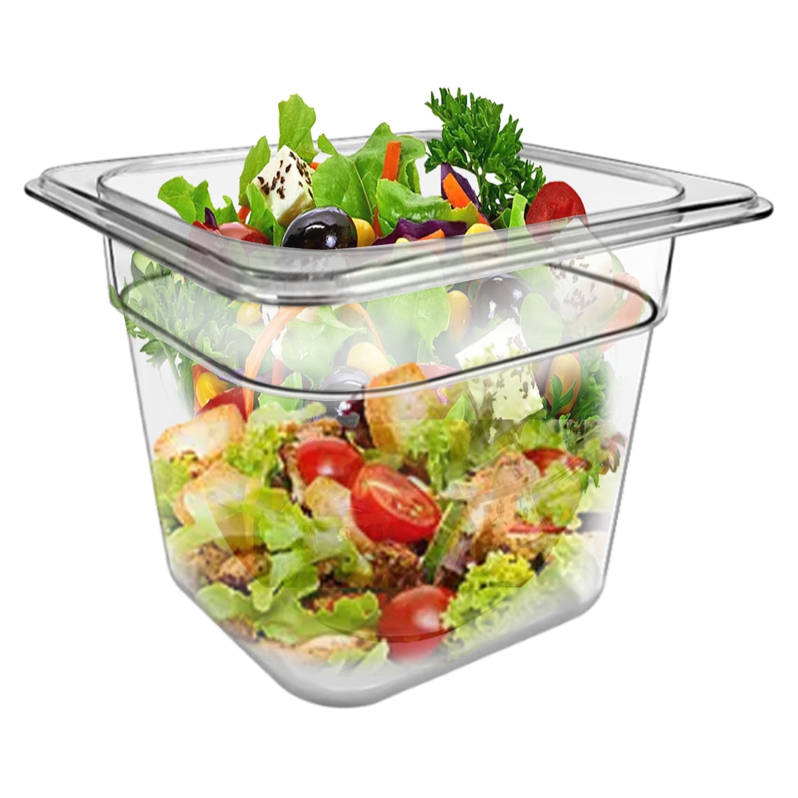 Hlimior 8 Pack Plastic Clear Food Pan 1/6 Size 6'' Deep Acrylic Food Storage Containers Stackable Polycarbonate Pan with Capacity Indicator Commercial Hotel Pans for Kitchen Restaurant Food Prep