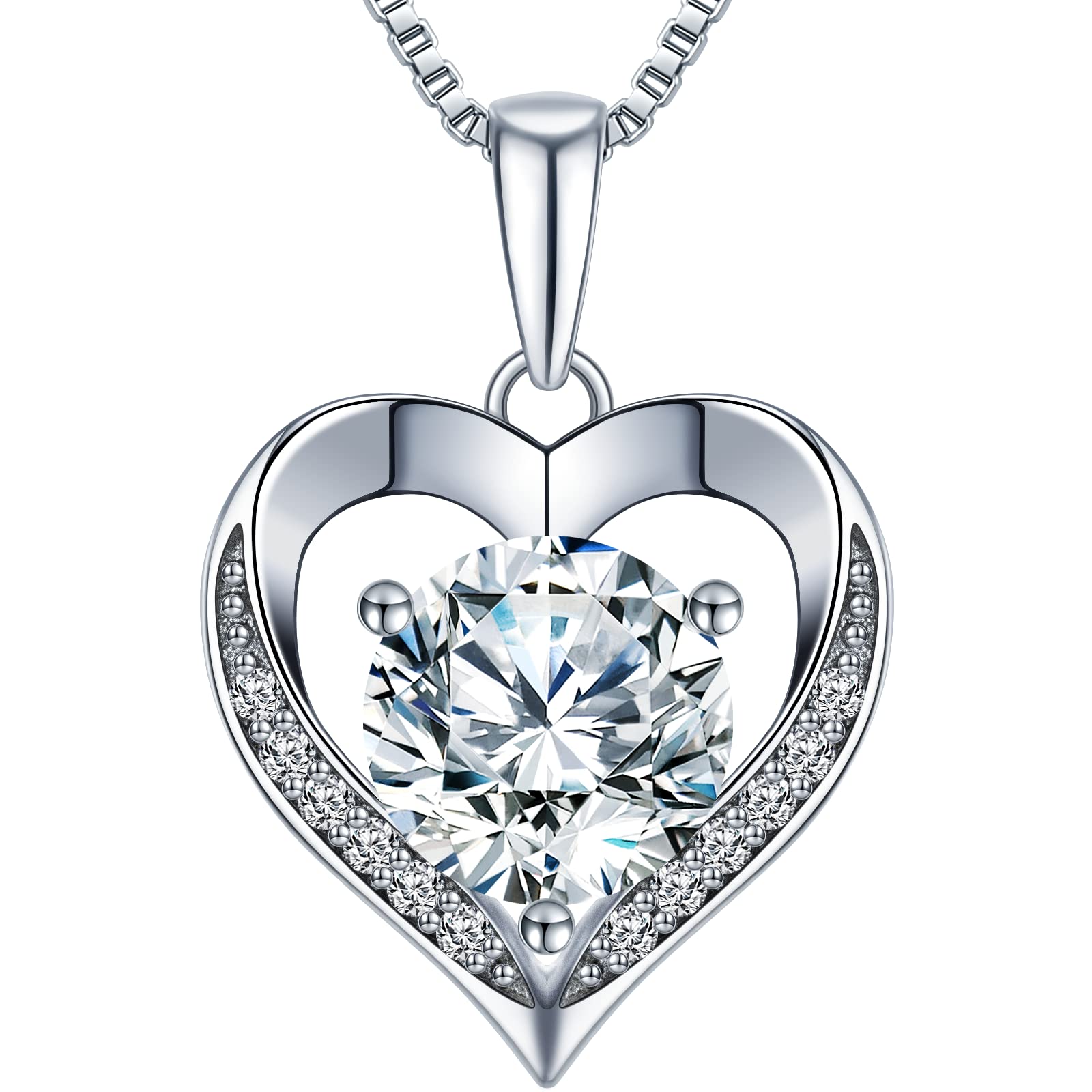 Heart Pendant Necklace Gifts for Wife, Engraved 'I LOVE YOU' Gift for Wife Girlfriend, 2 carat Moissanite D Color (VVS1) , Anniversary Eternity Jewelry Present for Wife, Birthday Gifts for Women Wife Girlfriend Girls Her