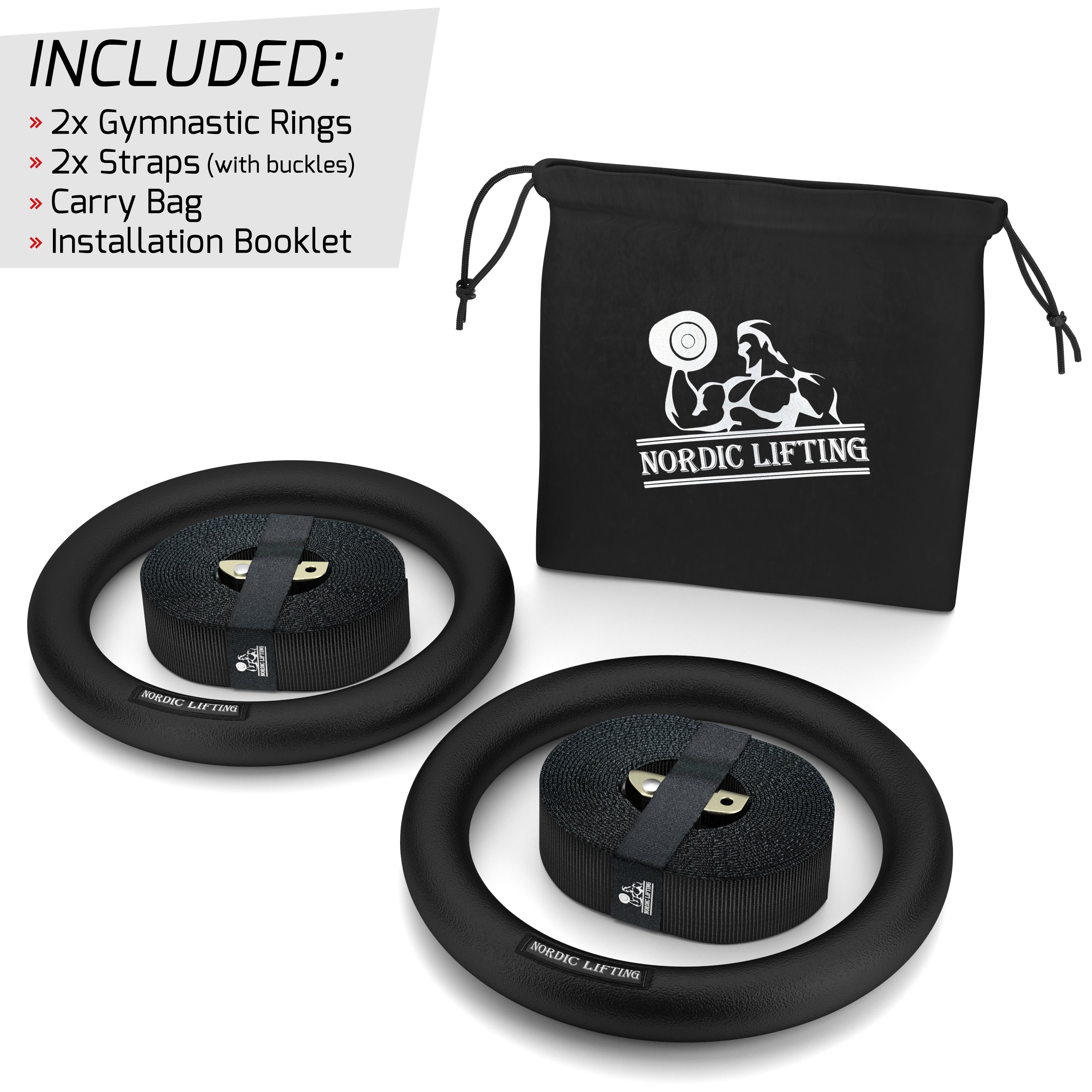 Gymnastic Rings and Straps - Heavy Duty for Gymnastics, Crossfit, & Fitness Training - Best Olympic Home Gym Set