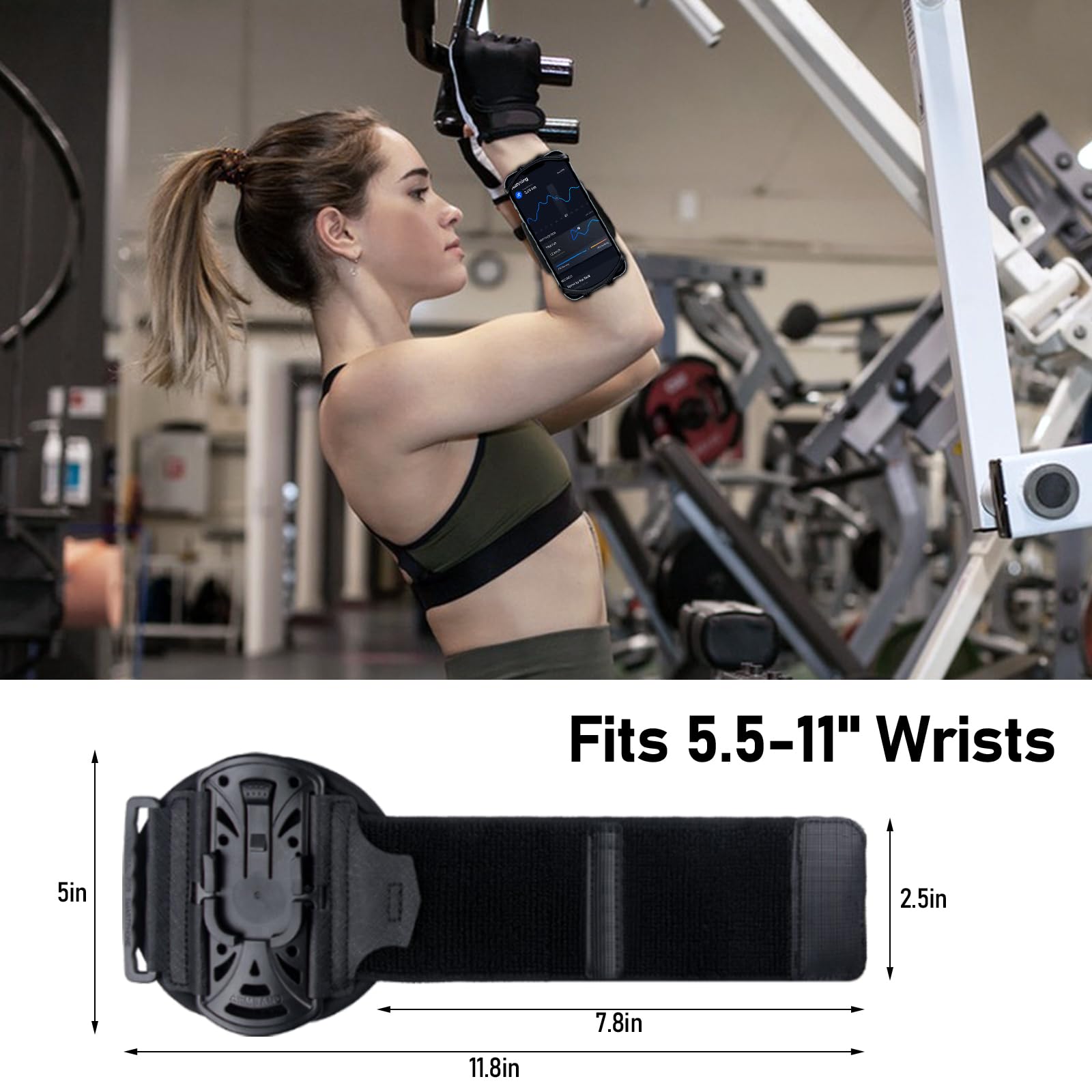 HLOMOM Running Phone Holder,Sports Phone Wristband 360° Rotation & Detachable (4.7-7.5in)