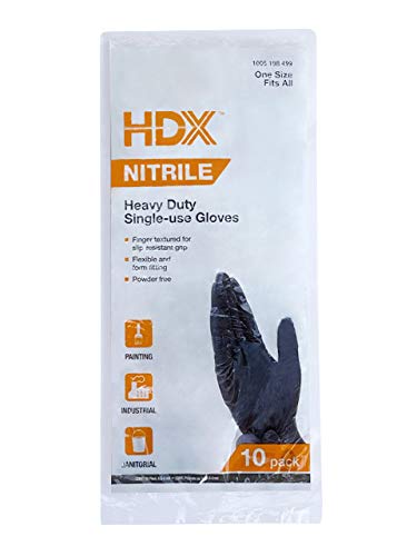 HDX Black Heavy Duty 6 mil Nitrile Gloves 10pk Powder Free