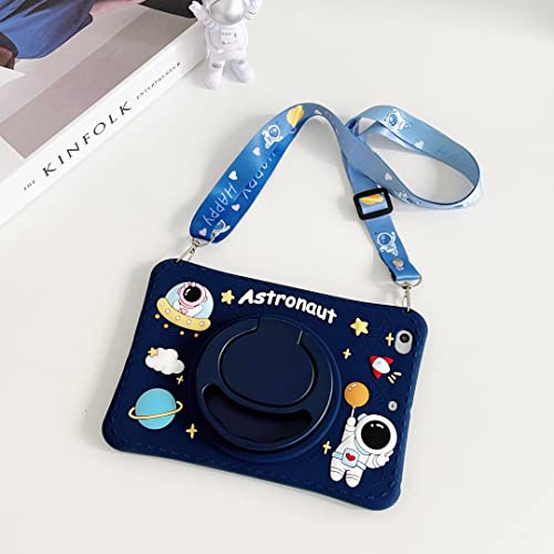 Silicone Astronaut Pattern Tablet Case with Built-in Foldable Rotatable Stand Kickstand Shockproof Cover Case for Samsung Galaxy Tab A8 10.5 2021 X200/X205