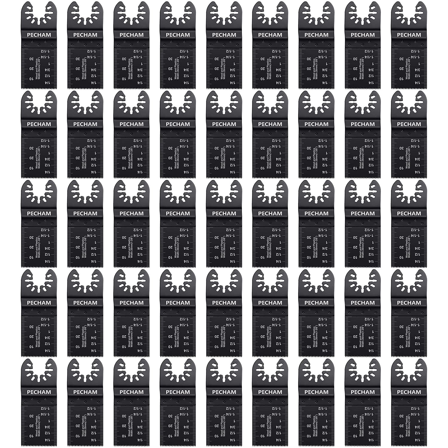 PECHAM 45PCS Universal Wood Oscillating Multitool Quick Release Saw Blades Fit Porter Cable Black & Decker Rockwell Ridgid Ryobi Milwaukee DeWalt Chicago Craftsman