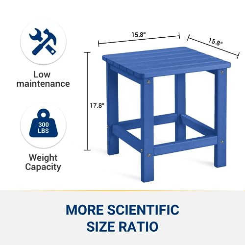 UDPATIO Outdoor Side Table for Patio, XL Square Adirondack Table Pool Composite Patio Table, HDPE End Tables for Outside Backyard, Pool, Indoor Companion, Easy Maintenance All Weather