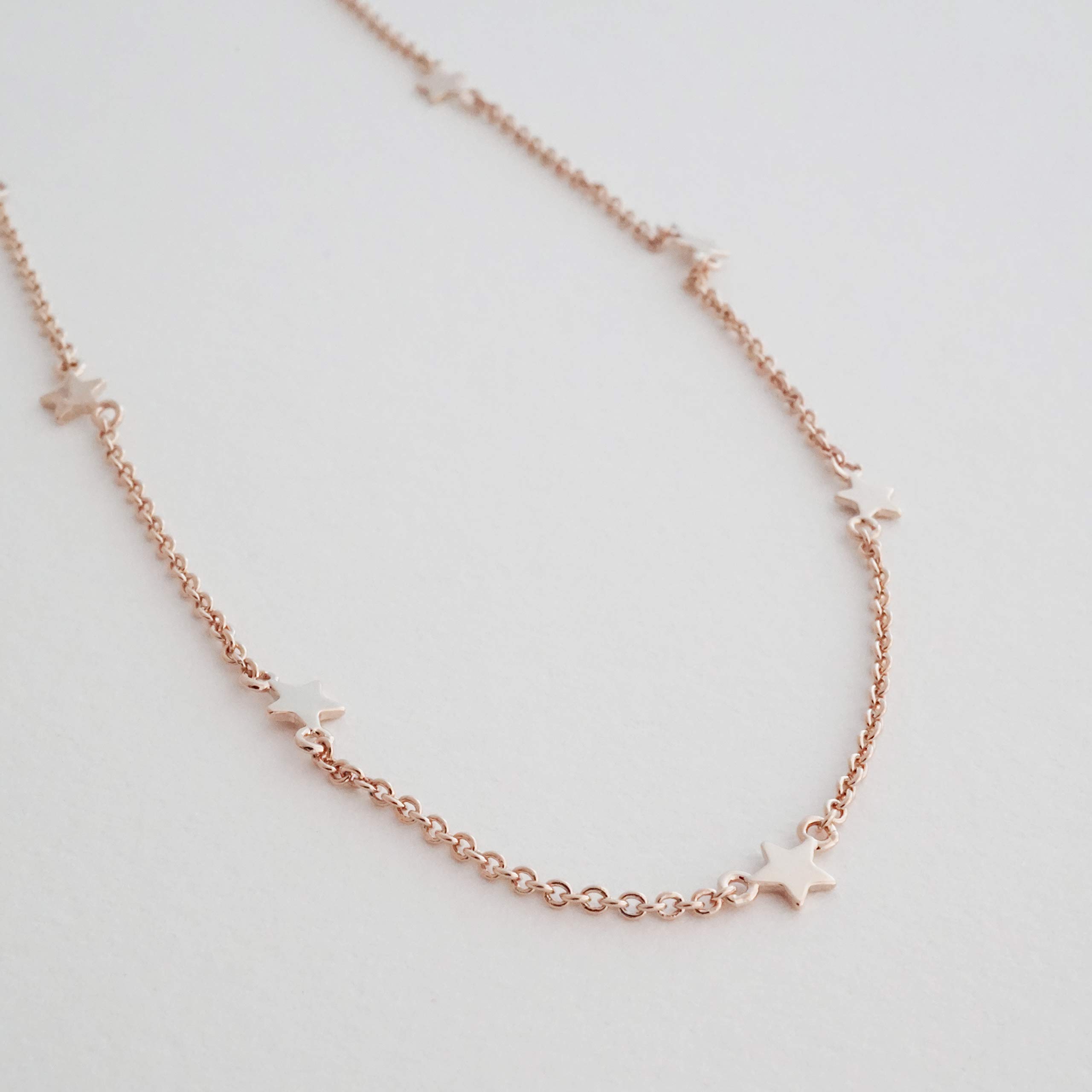 Honeycat Starling Tiny Star Charms Bracelet in Gold, Rose Gold, or Silver | Minimalist, Delicate Jewelry (Rose Gold)