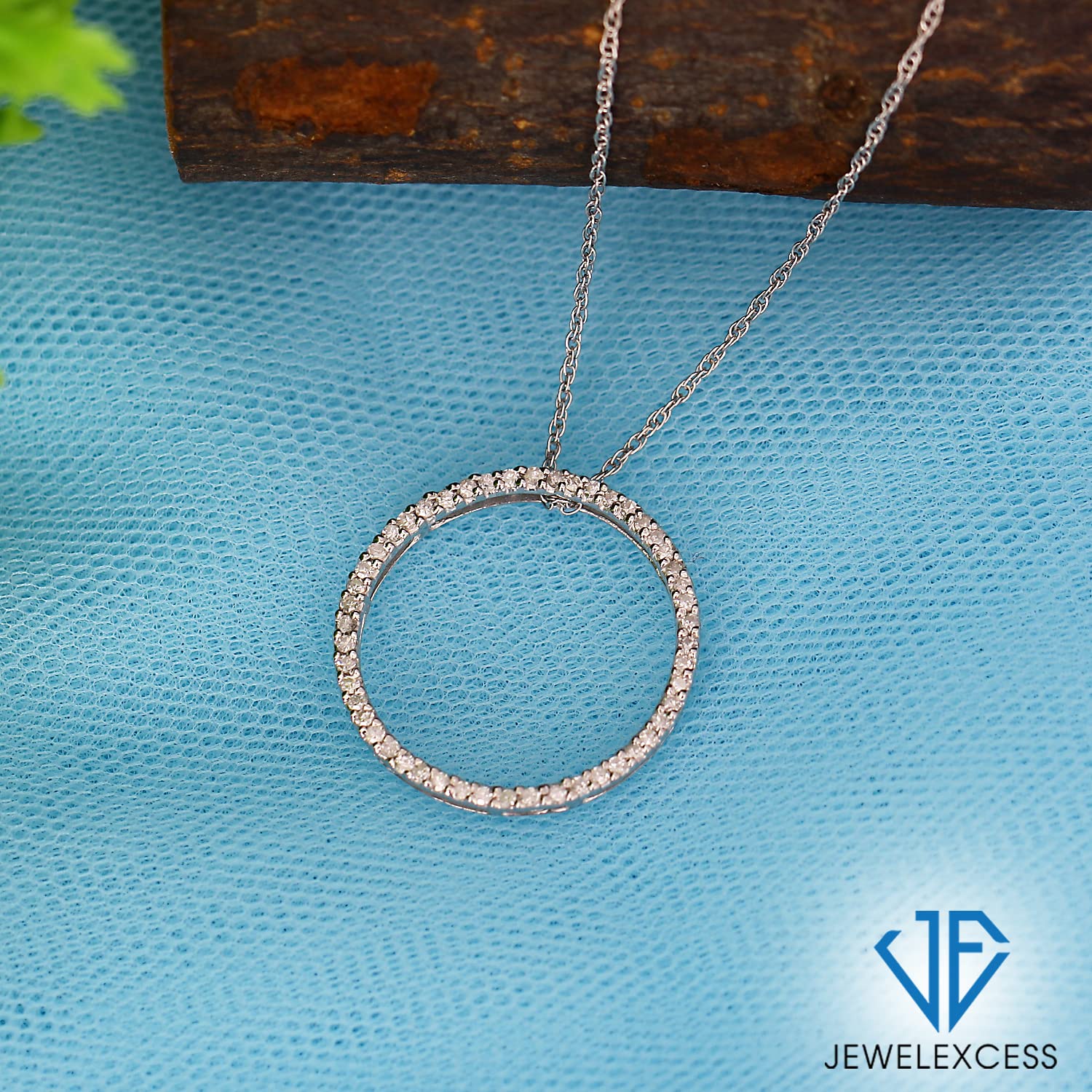 JEWELEXCESS Silver Chain Necklace for Women โ .925 Sterling Silver Circle Necklace with Sparkling Genuine 0.25 CTW White Diamonds โ Chic, Stunning Silver Statement Necklace Gifts