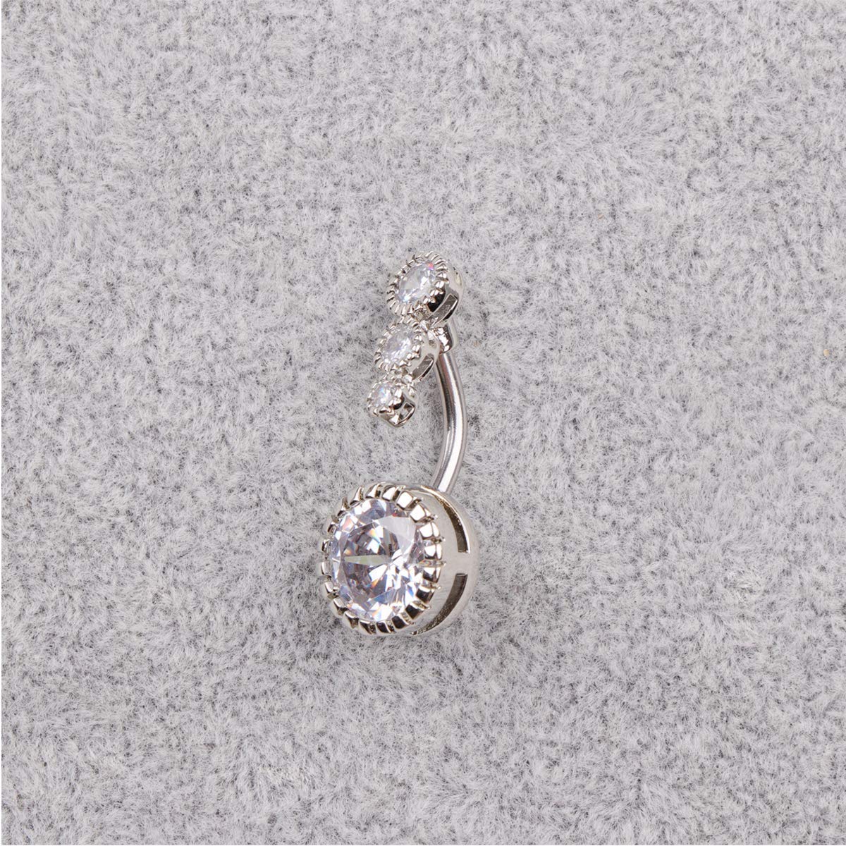 HAO HONG Belly Button Rings Clear CZ Navel Rings Belly Rings Belly Piercing Body Piercing (1pc Siver)