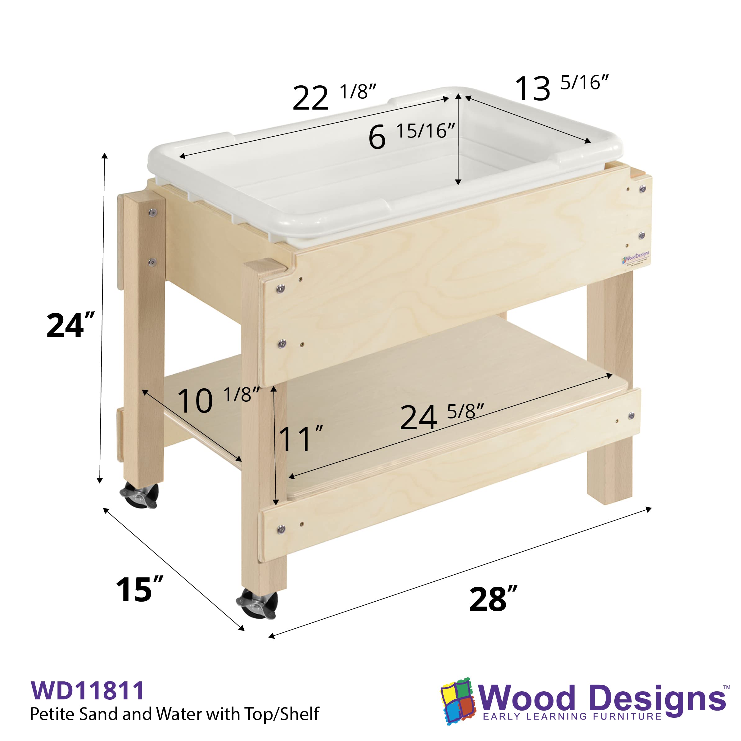 Wood Designs WD11811 Petite Sand and Water Table with Lid/Shelf, 24 x 28 x 15" (H x W x D)